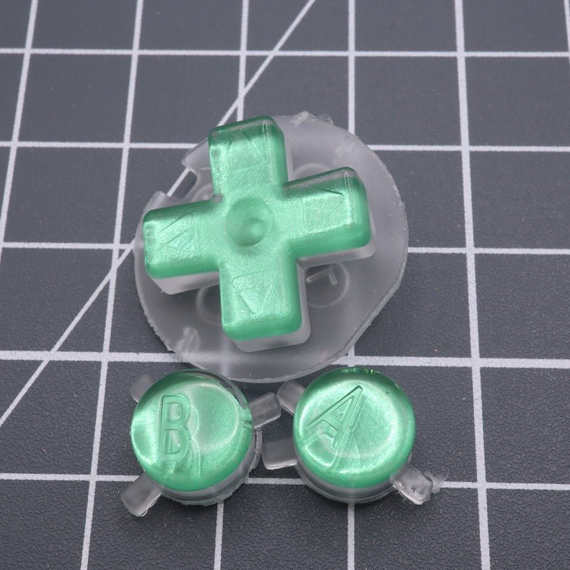 Custom resin buttons for Game Boy Color - Chrome Green | Lab Fifteen Co