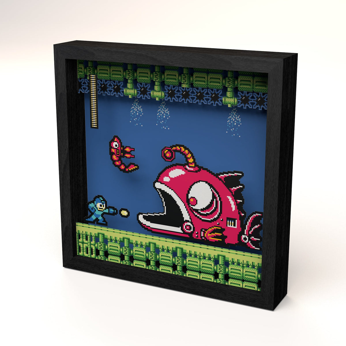 Mega Man 2 Lantern Fish shadow box art officially licensed 9x9 inch ...