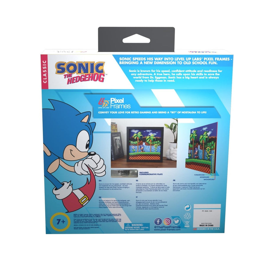 Sonic the Hedgehog Idle pose shadow box art officially licensed 9x9 inch | Pixel Frames – ZedLabz