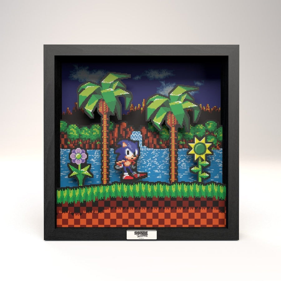 Sonic the Hedgehog Idle pose shadow box art officially licensed 9x9 inch | Pixel Frames – ZedLabz