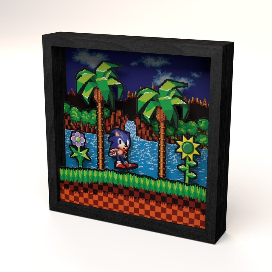 Sonic the Hedgehog Idle pose shadow box art officially licensed 9x9 inch | Pixel Frames – ZedLabz